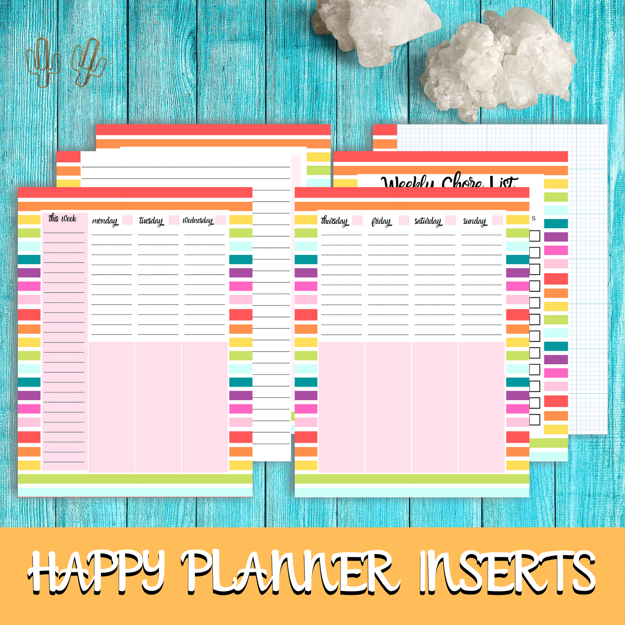 Rainbow Day Planner Inserts for Happy Planner – Carrie Elle