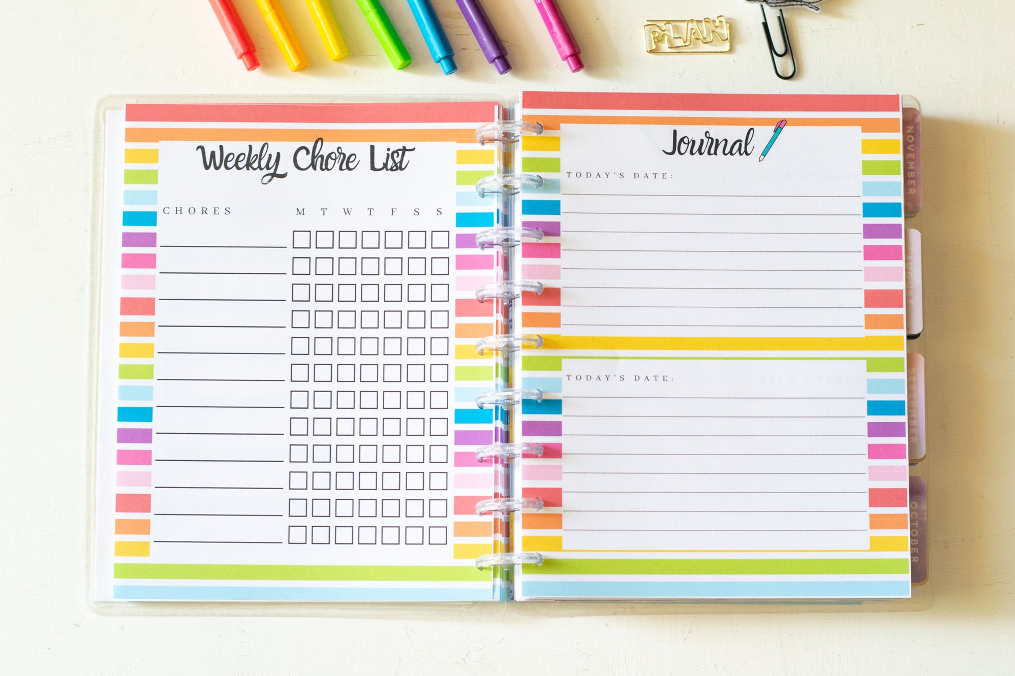 Rainbow Day Planner Inserts for Happy Planner – Carrie Elle