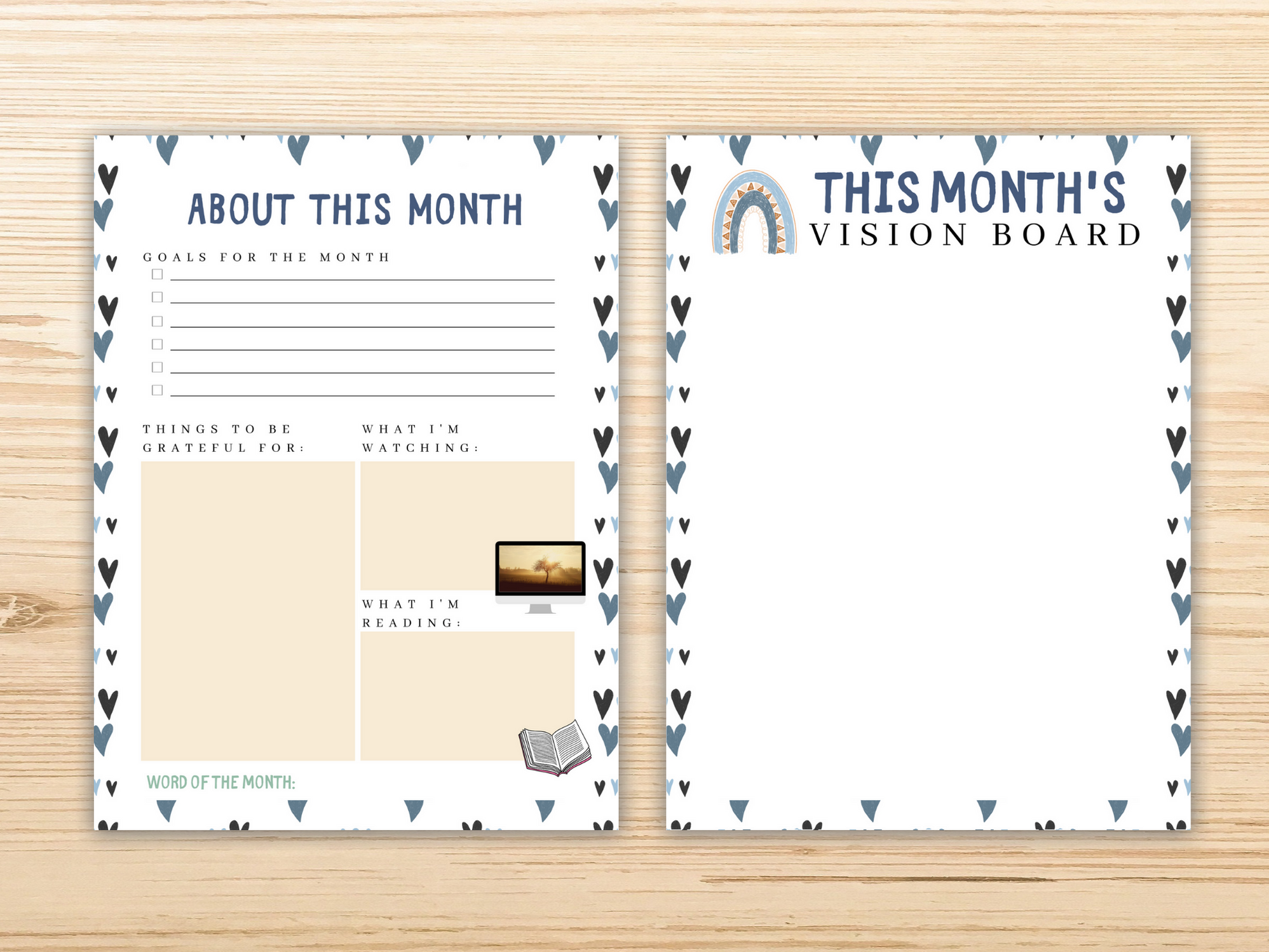 Printable Neutral Boho Rainbow Planner Inserts for Happy Planner ...