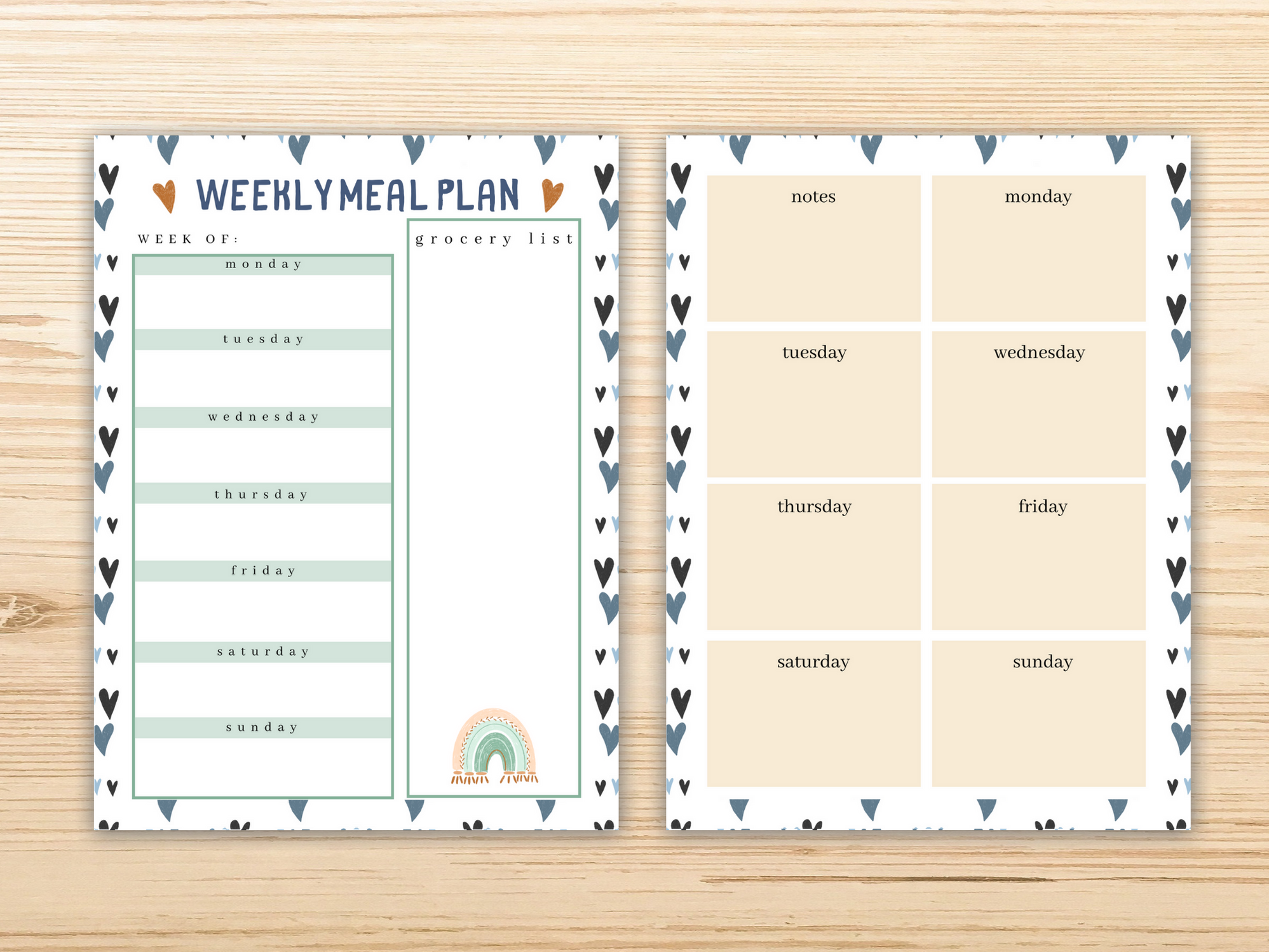 Printable Neutral Boho Rainbow Planner Inserts for Happy Planner ...