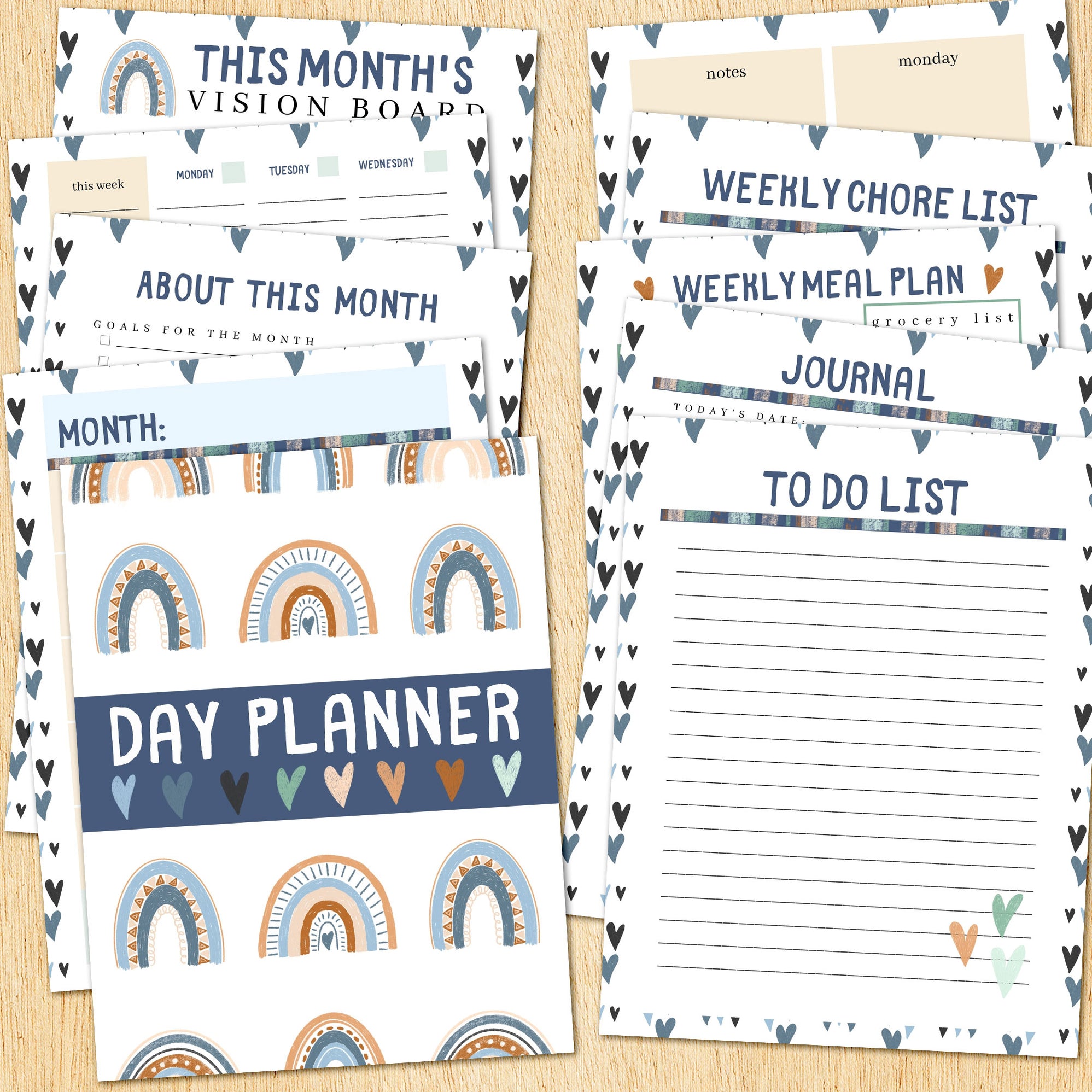 Printable Neutral Boho Rainbow Planner Inserts for Happy Planner ...