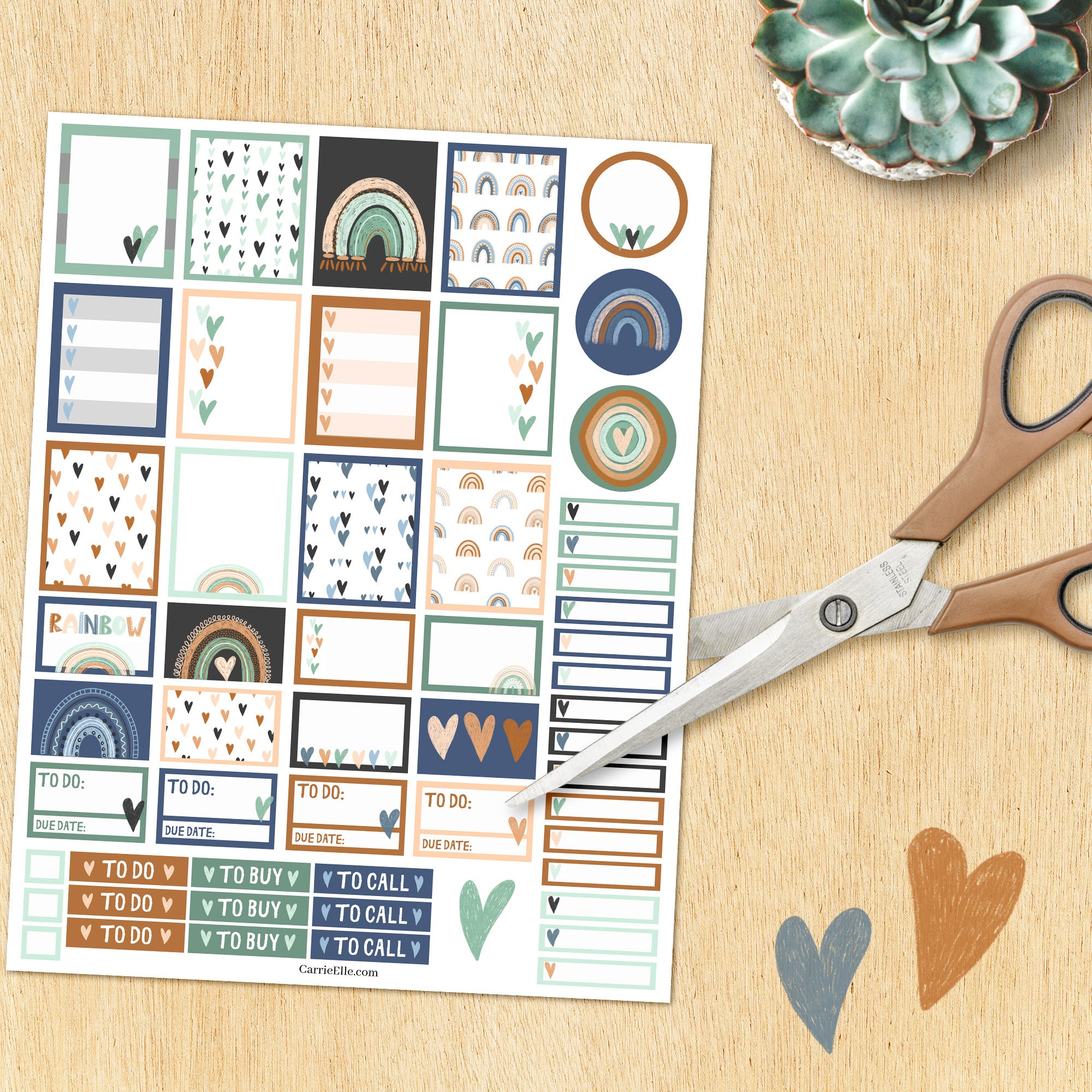 Printable Boho Rainbow Planner Stickers – Carrie Elle